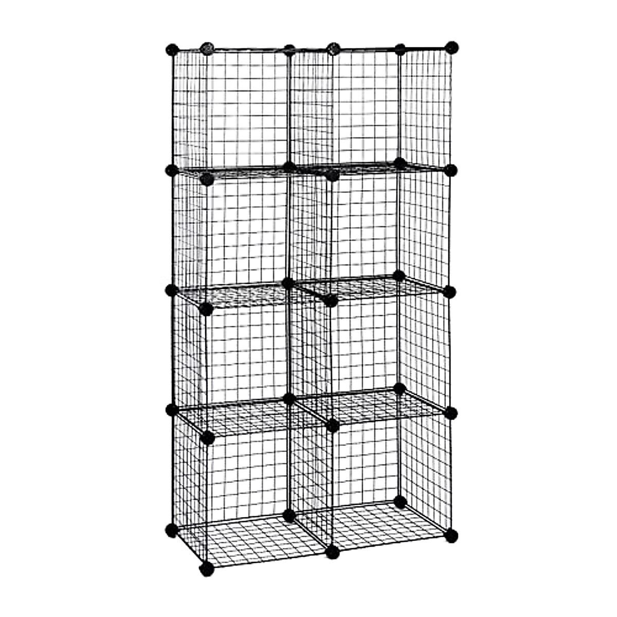 14"x14" Wire Grid Shelf Cubes, Patented Design, Sturdy and Long Last, Floor-Stand or Wall-Hang, Easy DIY Assembly (Black, 8Cubes)