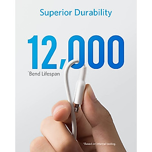 Anker iPhone Charger Cable, Powerline II Lightning Cable (10ft), Durable Cable, MFi Certified for iPhone X / 8/8 Plus /7/7 Plus / 6/6 Plus / 5s (White), iPad 8, and More