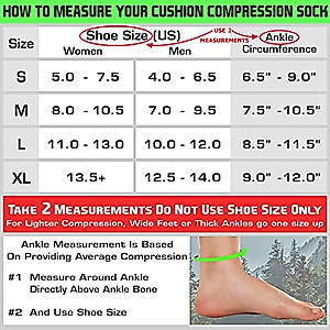 TechWare Pro Compression Socks - Therapy Grade Plantar Fasciitis Sock with Targeted Cushion & Ankle Compression Socks for Men & Women. Arch, Ankle & Foot Support Socks. Blk/Gry Large