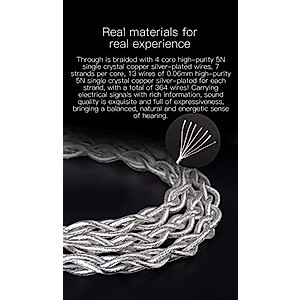 Kinboofi TRI Earphone Cable 4 Core Silver Plated Single Crystal Copper Cable, Upgraded HiFi Earphone Cable Wire Extension Cord (2.5mm Plug, C Pin)