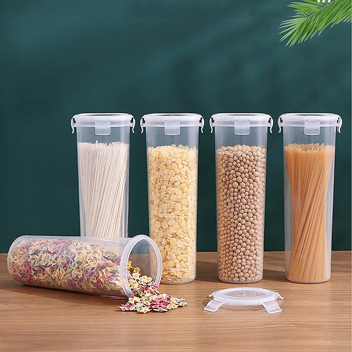 LYUN Canisters Tall Clear Spaghetti Pasta Container Storage with Lid Kitchen Canister Set Multi-Purpose Food Storage Pantry Organization Jars (Color : 4pcs)