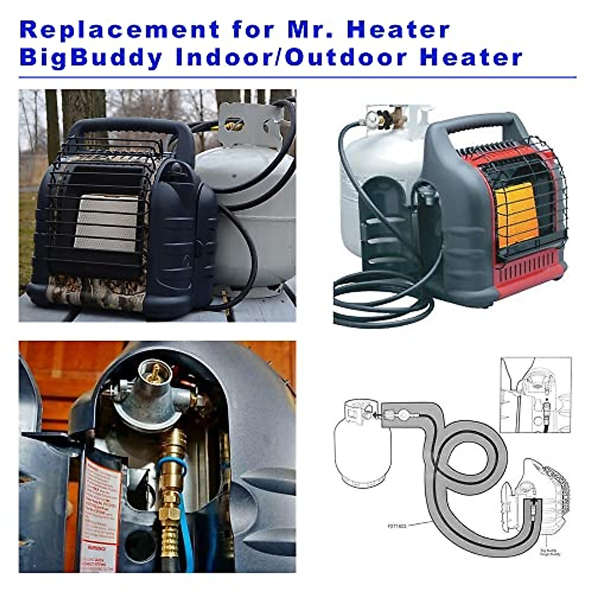 MENSI 12 FT Propane Regulator with Hose with 3/8" Quick Disconnect Adapter for Mr Heater Barbecue Grill, Camper, Buddy Heater