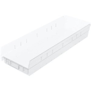 Akro-Mils 30164 Plastic Containers for Organizing and Storage Bins for Closet, Kitchen, Office, or Pantry Organization, 24-Inch x 6-1/2-Inch x 4-Inch, Clear, 6-Pack