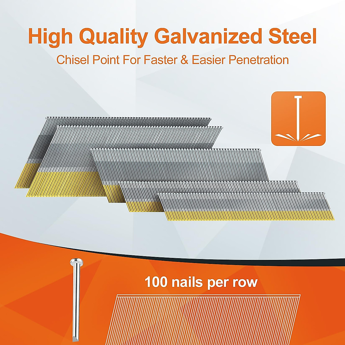 PINOZE 15 Gauge DA Angled Finish Nails, 34-Degree, 1200-Pack (2-1/2", 2", 1-1/2", 1-1/4" 300 Per Sizes), Galvanized Assorted Size Project Pack, for Pneumatic, Electric Angled Finish Nailer Gun