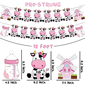 Cow First Birthday Party Decoration for Girls Pink Cow Theme 1st Birthday Photo Banner for Newborn to 12 Months for Baby Girls Farm Theme 1st Birthday Party Supplies
