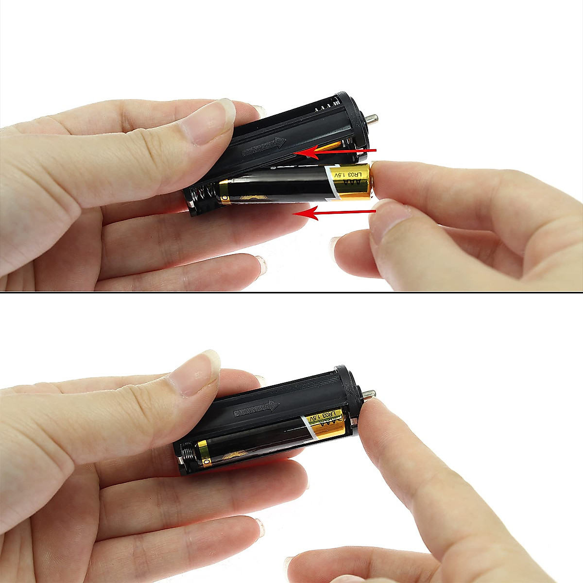 Mecion 12Pcs Cylindrical Battery Holder Battery Storage Case for 3 x 1.5V AAA Batteries Flashlight Torch, Black