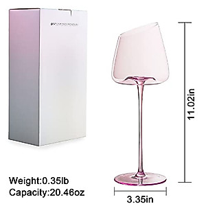 Red Wine Glasses Set of 2,Pink Crystal Wine Glass,Lead-Free Goblet,Unique Gifts for Women,Birthday,Wedding,Anniversary,Valentine's Day(18oz, Pink)