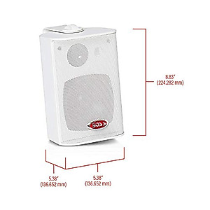 BOSS Audio Systems MGR350B Marine Gauge Receiver - Bluetooth, Digital Media MP3 Player + MR4.3W 200-Watt 3 Way Marine 4-Inch Enclosed System Speakers.