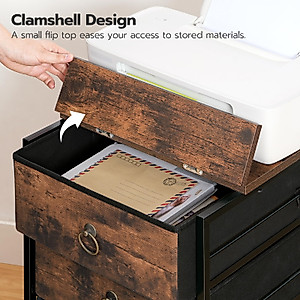 HOOBRO 3-Drawer Mobile File Cabinet, Vertical Filing Cabinet, Under Desk Cart with Drawers for Home Office, Rolling Printer Stand, A4/Letter-Sized, Fabric Drawer, Rustic Brown BF30WJ01