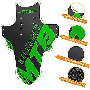 NICEDACK Mudguards Mountain Bike, 2 Pieces Mudguards Fit 20-29 Inch MTB Mudguard Front and Rear Compatible Bicycle Splash Guard (Green)