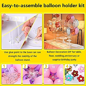 Balloon Stand, Balloon Stand Kit 28Inch Height, Table Balloon Stand 4 Set, for Wedding, Birthday, Baby Shower, Christmas, Parties Decoration (Not Include Balloons)