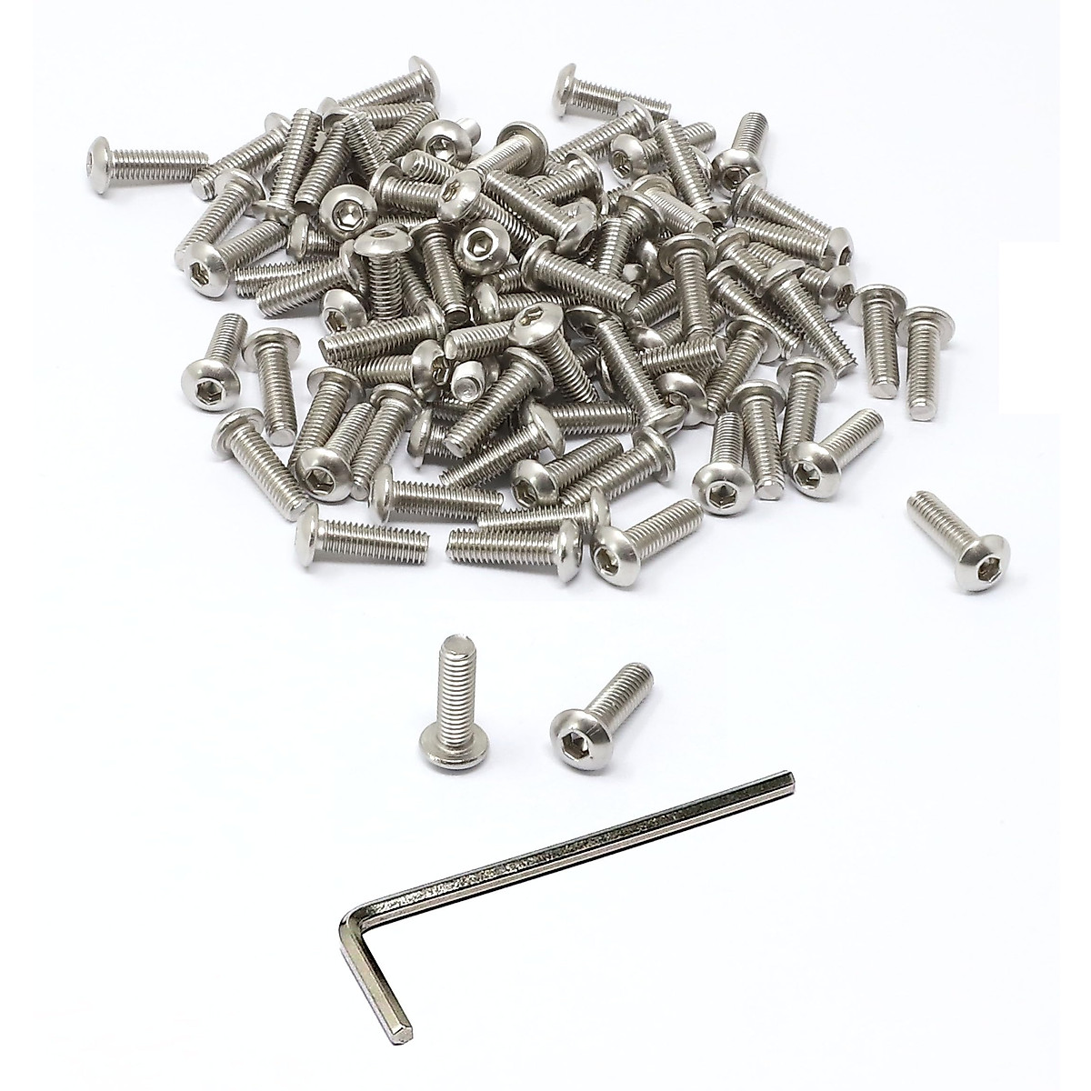iexcell 100 Pcs M3 x 10mm Thread Pitch 0.5 mm Stainless Steel 304 Hex Socket Button Head Cap Screws Bolts Kit