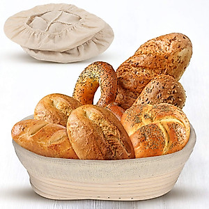 6 Pieces 10 Inch Oval Bread Banneton Proofing Basket Liner Cloth Cover Natural Rattan Baking Dough Banneton Proofing Sourdough Basket Cloth Liner Bread Baking Supplies