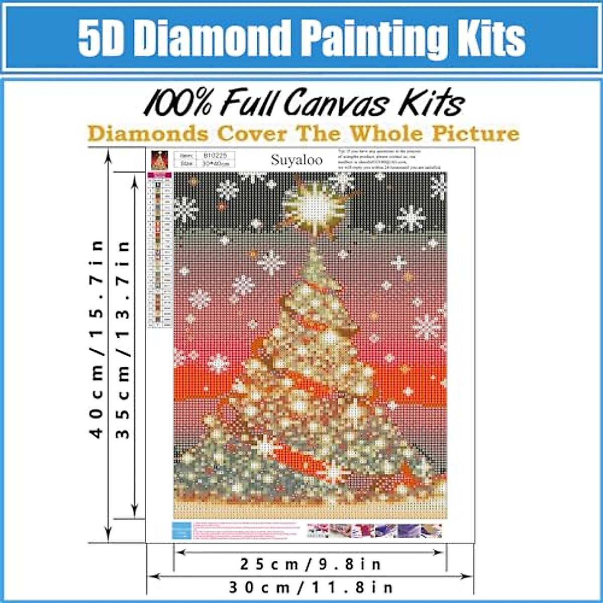 Christmas Tree Diamond Painting Kits for Adults - 5D Diamond Art Kits for Adults Kids Beginner,DIY Round Full Drill Paintings with Diamonds Gem Art for Adults Home Wall Decor Gifts 11.7x15.8inch