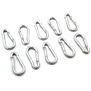 Red Hound Auto 10 Steel Spring Snap Quick Link Carabiner Hook Clips 2-3/8 Inches Length - Medium Duty 130 Pound - 7/32 Inches Thick