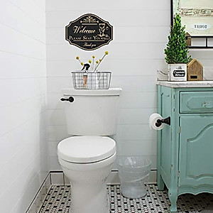 Funly mee Please Seat Yourself Welcome Metal Sign,Bathroom Wall Art Decor-12.2×9.5(in)