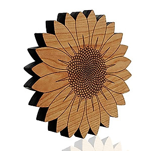 Sunflower Trivet - Hand Crafted in The USA From Solid Cherry Hardwood