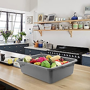 Easymanie 3-Pack Extra Large Bus Tub, 32 L Plastic Bus Tote Bin, Grey