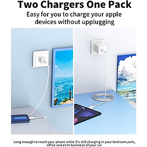 tiavalmax USB C Charger Cable for iPhone iPad, USB 2.0 Type C Charger Fast Charging (2 Pack USB C Charger Block & 6.6ft USB C to Lightning Cable)