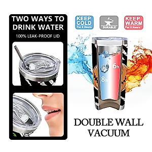 Zzkol Halloween Jack O Lantern Pumpkin Tumbler with Lid and Straw, Spooky Skull Skeleton Spider Stainless Steel Travel Coffee Cup, 20oz Gothic Holiday Double Wall Vacuum Insulated Mug Halloween Gifts