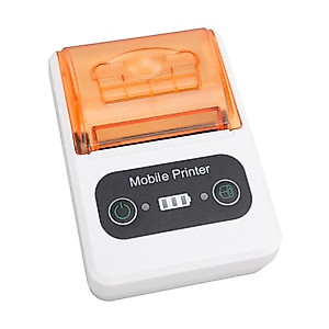 Bluetooth Thermal Receipt Printer, 58mm Thermal Shipping Label Printer, Portable Cordless Label Maker Machine for Office Retail Store Restaurant (Orange White)