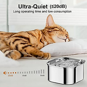 Cepheus Cat Water Fountain, 3.2L/108oz Automatic Stainless Steel Pet Fountain Dog Water Dispenser with Super Quiet Design - Ideal for Cats, Dogs, and Multiple Pets - Dishwasher Safe