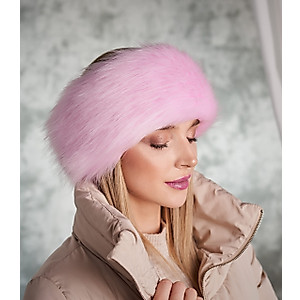 Futrzane Classic Headband - Faux Fur Headbands for Women - Furry Band for Winter (ONE, Pink Classic)