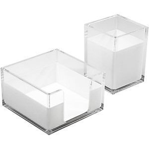 Sorbus Acrylic Desk Organizers Set – 3-Piece, Includes Desk Organizer Caddy, Memo Tray and Pen Cup, Modern Desk Accessories Organizer Great for Home or Office, White Clear (Desk Organizer Set)