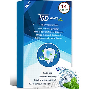 Teeth Whitening Strips, Enamel Safe White Teeth Whitening Kit, 5D Teeth Whitener for Sensitive Teeth Whitening, 30-Minute Express Whiting, Non-Toxic, 14 Pcs 7 Treatment (Each with 1 Upper / 1 Lower)
