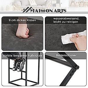 MAISON ARTS Counter Height 24" Bar Stools Set of 2 for Kitchen Counter Backless Modern Barstools Industrial Upholstered Faux Leather Stools Farmhouse Island Chairs,Support 330 LBS,(24 Inch, Grey)