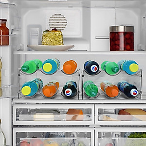 Spaclear Water Bottle Organizer, Stackable Kitchen Pantry Organization and Storage Shelf, Plastic Water Bottle Holder for Fridge Kitchen Cabinet Organizer and Storage, Tumbler Travel Mug Cup Organizer