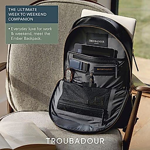 Troubadour Ember Backpack Waterproof, Durable, Lightweight - Padded 16-inch Laptop Compartment - Breathable Back Panel - Ergonomic Design - Luxurious Grab Handle - Trolley Sleeve