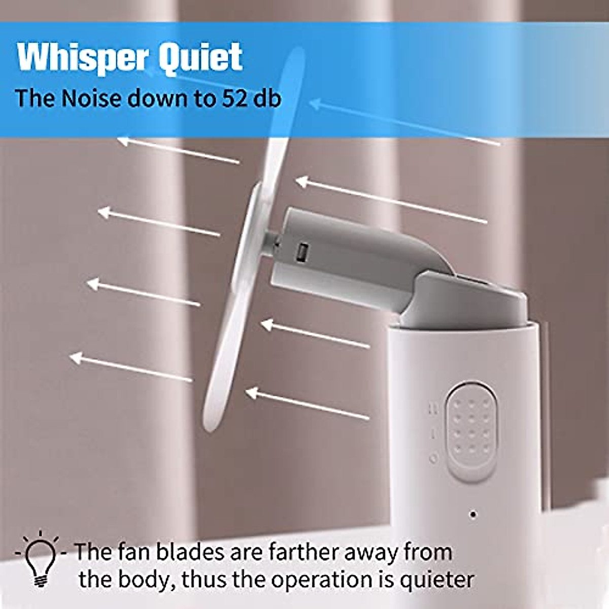 shinic Usb Mini Fan, Portable table Fan, 3 Blades, Rechargeable Mini Fan, with Strong Wind, Pocket Fan Long Lasting, 7-13 Working Hours Mini Handheld Fan Battery Operated for Outdoor with Power Bank