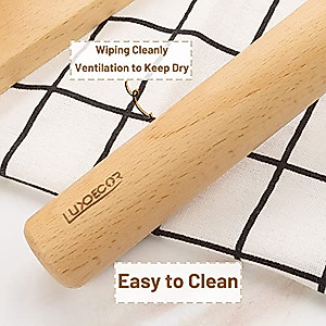Luxdecor Wooden Rolling Pin for Baking Dowel Small Pizza Dough Roller Mini Kids 13 Inch by 1.24 Inch Non Stick Beech Wood Natural