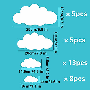 White Clouds for Ceiling Wall Decals, 31Pcs Mixing Size Colud Decal for Kids Bedroom Home Decor Vinyl Cloud Nursery Decals Stickers Baby Room Cloud Wallpaper Art Decoration Poster