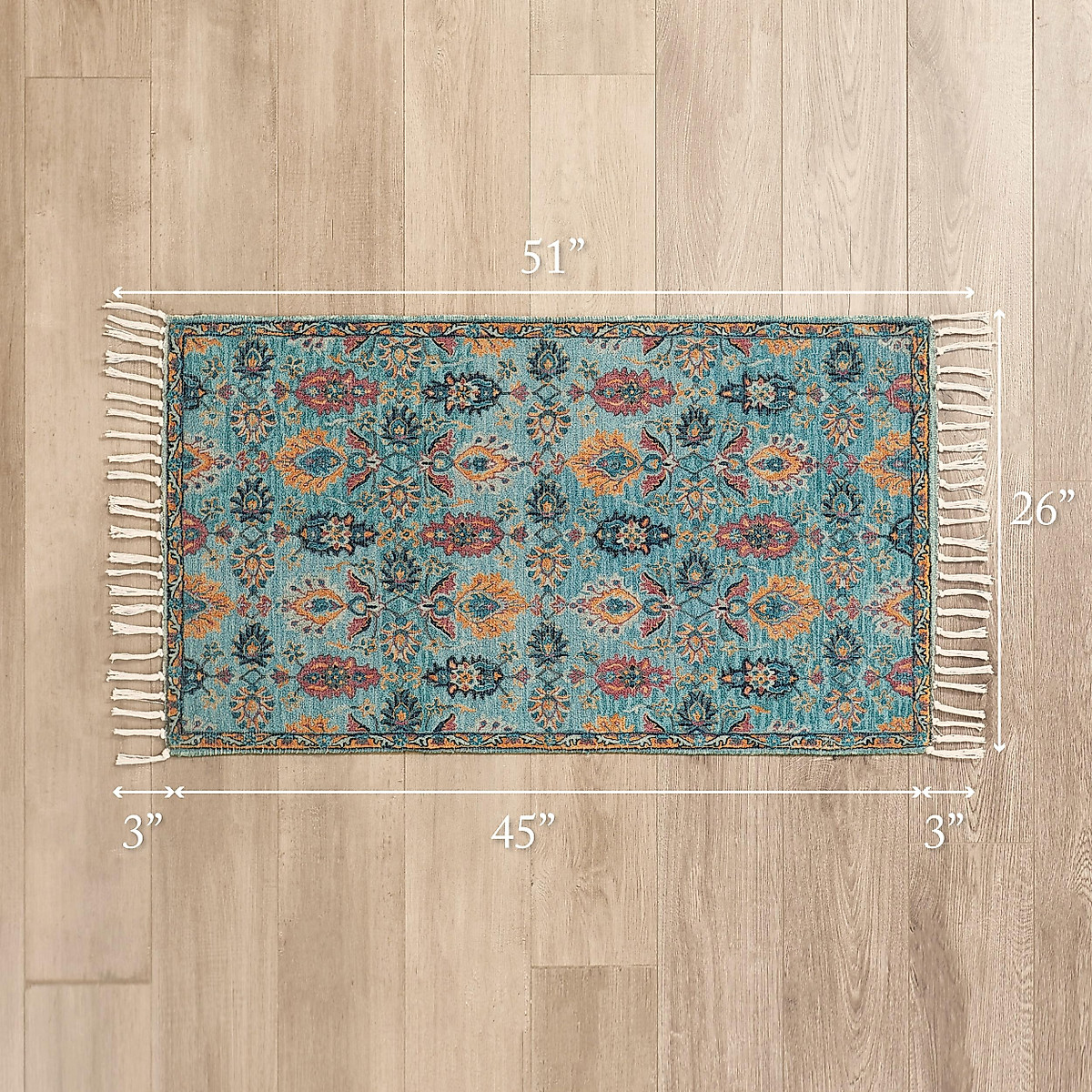 Jessica Simpson Chenille Sharona Fringe Rug - Skid-Resistnat & Washable Accent Rug - 26" x 51"