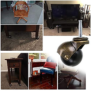 Skelang 1.5 Inch Ball Caster Stem Caster Wheel with Sockets, Vintage Antique Swivel Caster for Furniture, Sofa, Chair, Cabinet, Pack of 4