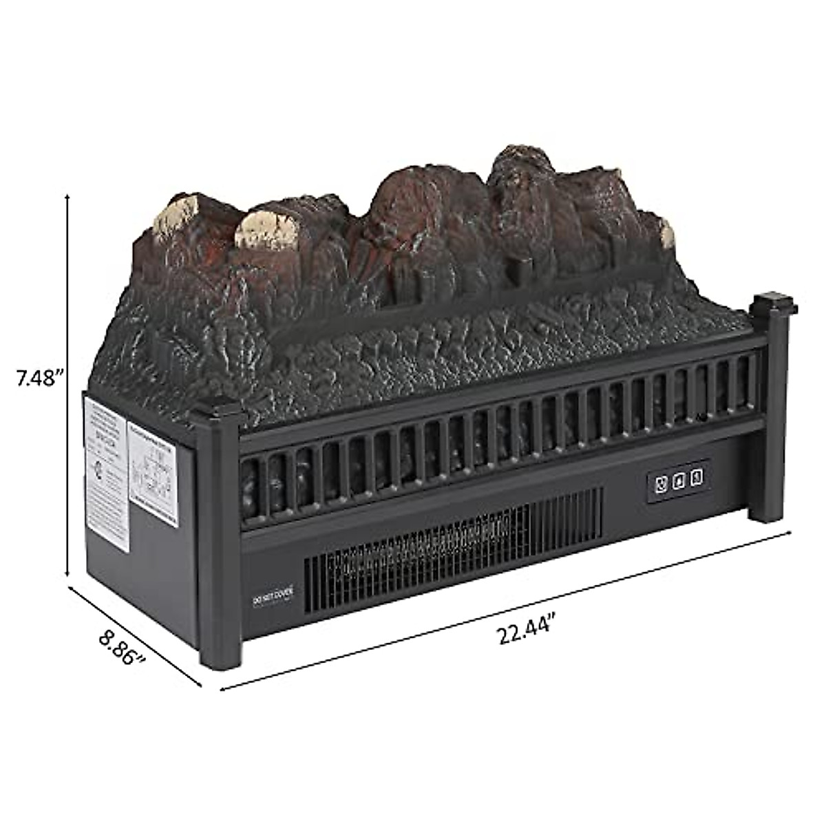 ROVSUN 23” Electric Fireplace Insert Log Set Heater w/Remote Control, Overheat Protection, Realistic Flame Effect Ember Bed, Adjustable Flame Brightness, CSA Certified, for Living Room Bedroom, 1400W