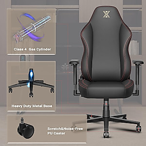 Gaming Chair Ergonomic Office Chair Desk Chair with Lumbar Support Flip Up Arms Headrest PU Leather Executive High Back Computer Chair for Adults Women Men, Fabric Black