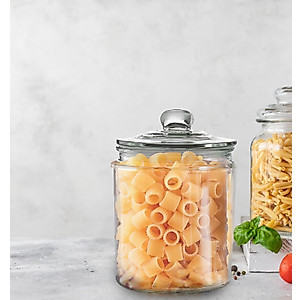 Set of 2 Glass Jar with Lid (2 Liter) | 1/2 Gallon Airtight Glass Storage Cookie Jar for Flour, Pasta, Candy, Dog Treats, Snacks & More | Glass Organization Canisters for Kitchen & Pantry | 68 Ounces (Set of 2)