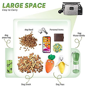 Large Dog Treat Pouch for Training with Magnetic Closure, Portable Dog Walking Fanny Pack Built-in Poop Bag Dispenser and Multiple Pockets, Includes Waist Belt Clip, Adjustable Shoulder Strap (Grey)