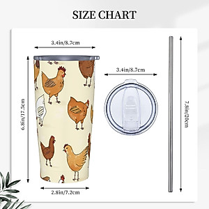 A Brood Of Chickens 20oz Tumbler Stainless Steel Vacuum Insulated Double Wall Travel Tumbler, Durable Insulated Coffee Mug, Thermal Cup With Lid and Straw for Hot & Cold Drinks