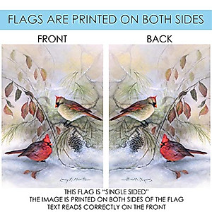 Toland Home Garden 119353 Winter Rest Cardinals Winter Flag 12x18 Inch Double Sided Winter Garden Flag for Outdoor House Flag Yard Decoration