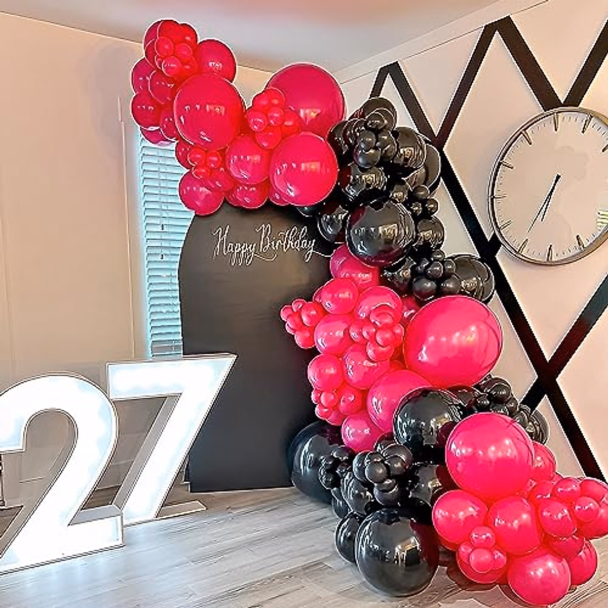 Pink Halloween Party Balloons Decoration, 126PCS Hot Pink Rose Red Black Balloon Garland Arch Kit for Halloween Day Girls Princess Birthday Wedding Baby Shower Bachelorette Bride To Be Party Decor…