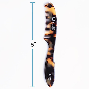 ZEUS Large Mustache Comb, Long Handle Handmade Saw Cut Mustache Comb for Men (Traditional) P11