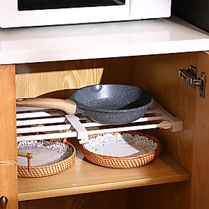 Geetery 4 Pcs Closet Tension Shelf Metal Expandable Closet Shelf Dividers Adjustable DIY Shelf Separators in Closet Tension Rod Storage Rack for Cabinet Kitchen Wardrobe (15''-21.65'' X 9.45'')