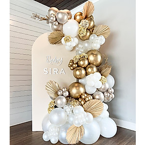 Cream and Sand Gold Balloons Set, 12 Inch Double Stuffed Beige Balloons with Metallic Chrome Champagne Nude Neutral Cream White Balloon for Bridal Baby Shower Birthday Wedding Party Decorations
