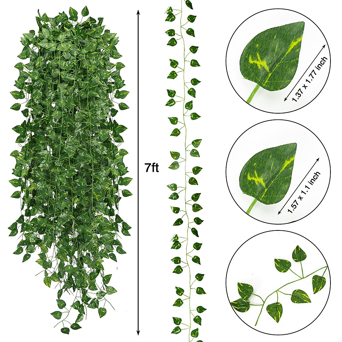 JPSOR 36pcs 259ft Artificial Ivy Garland Fake Vines Leaf Garland Artificial Greenery Garland Fake Hanging Plants for Home Bedroom Wedding Decoration Jungle Theme Party Supplies
