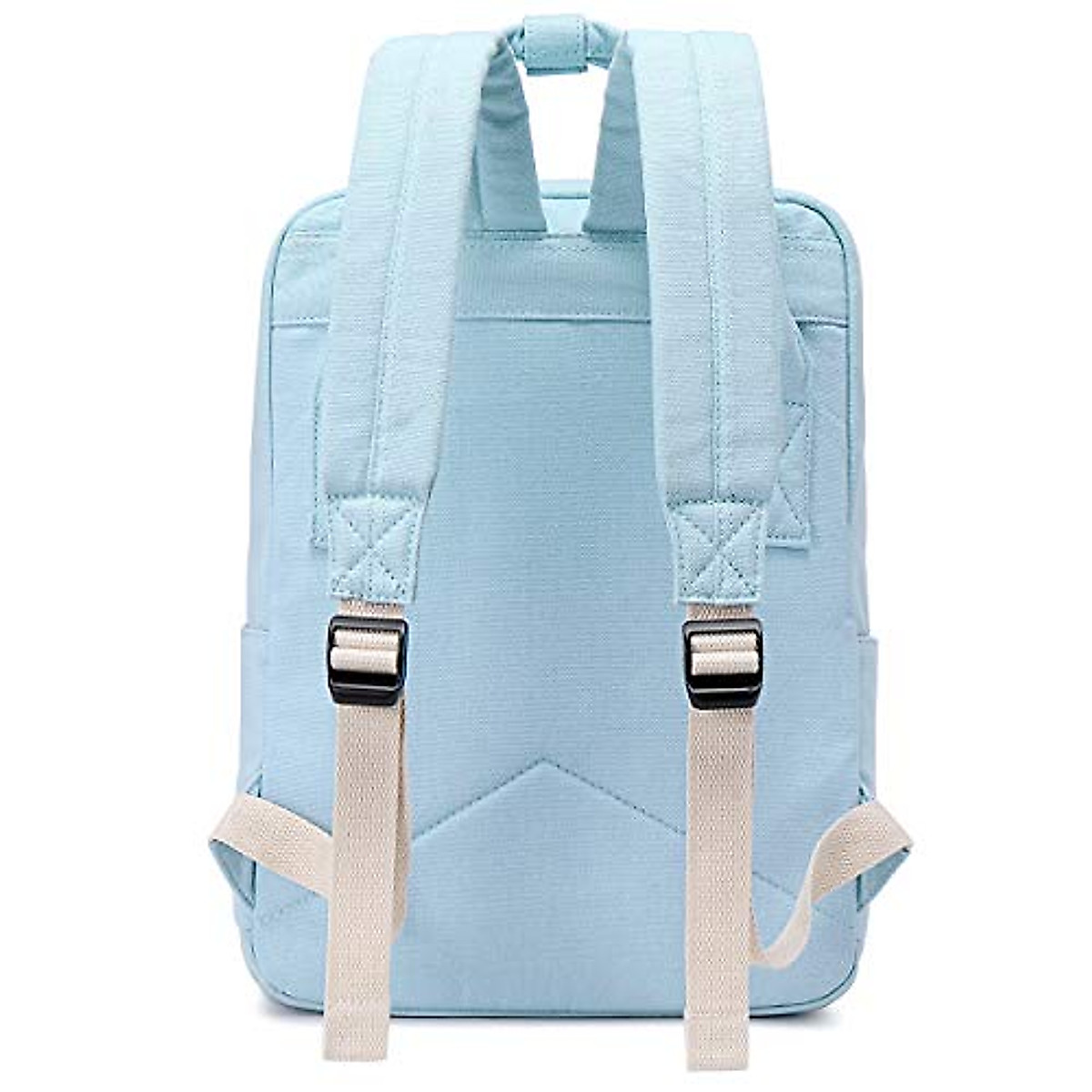 e-youth Women Girls Cute Panda School Backpack with Lunch Box Japanese & Korean Style Canvas Bags (Blue)
