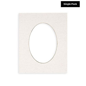 12x16 Mat Bevel Cut for 11x13.5 Photos - Precut White Linen Canvas Oval Shaped Photo Mat Board Opening - Acid Free Matte to Protect Your Pictures - Bevel Cut for Family Photos, Pack of 1 Matboard Show
